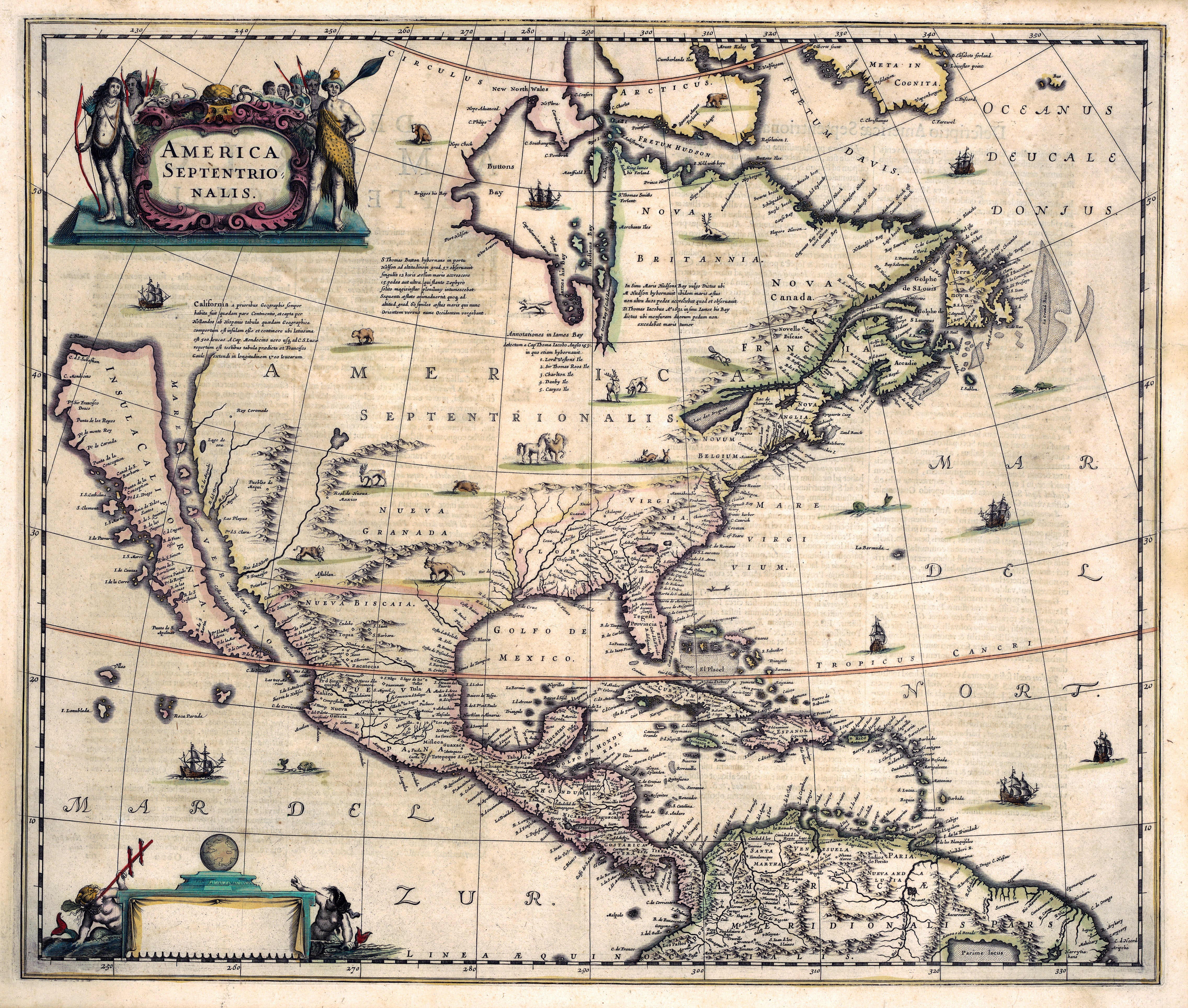 Antique Map of America – 1636 Hondius Reproduction Wall Art High Quali ...