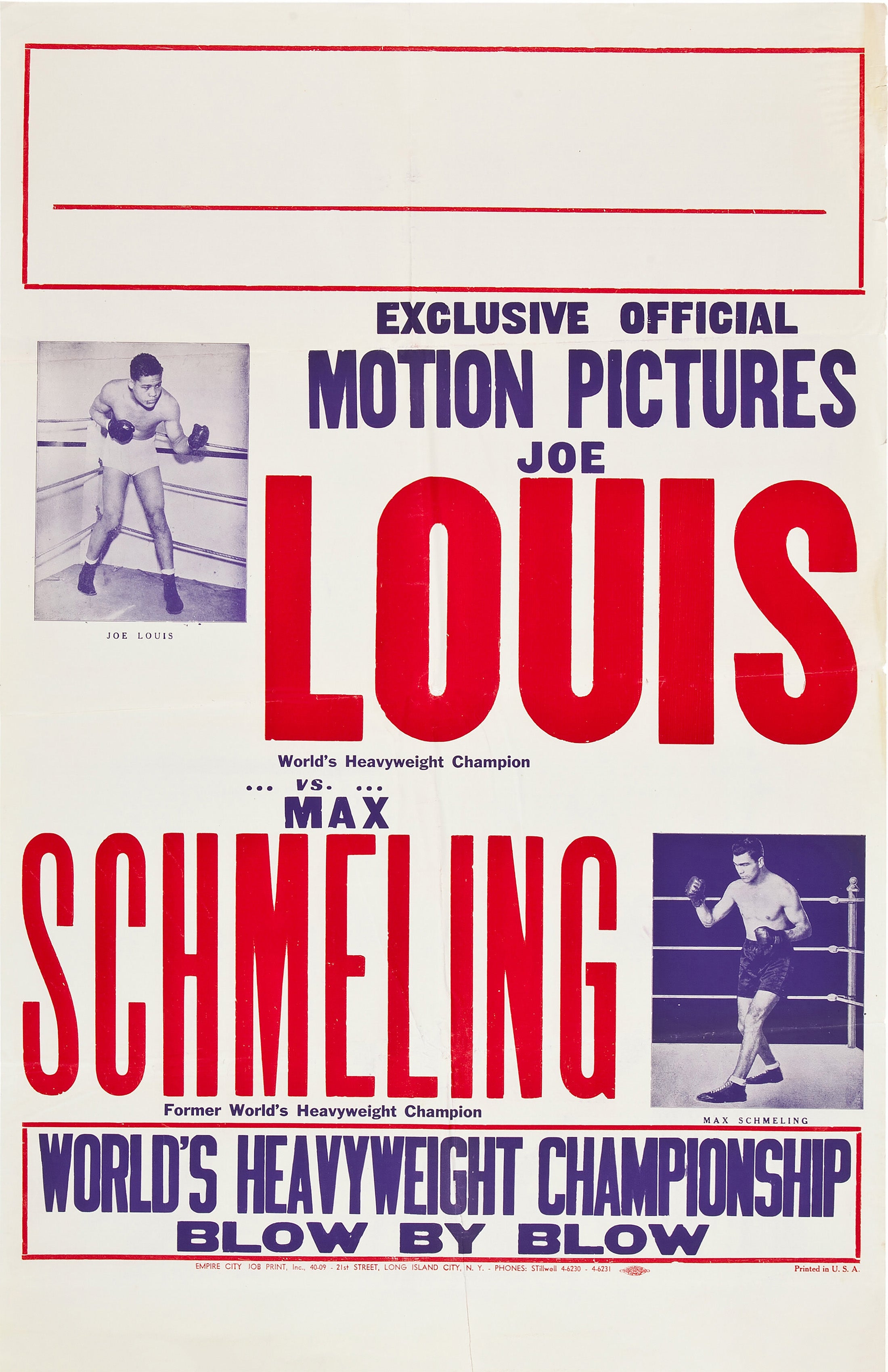 Joe Louis vs. Max Schmeling Boxing Poster – 1938 Heavyweight Champions ...